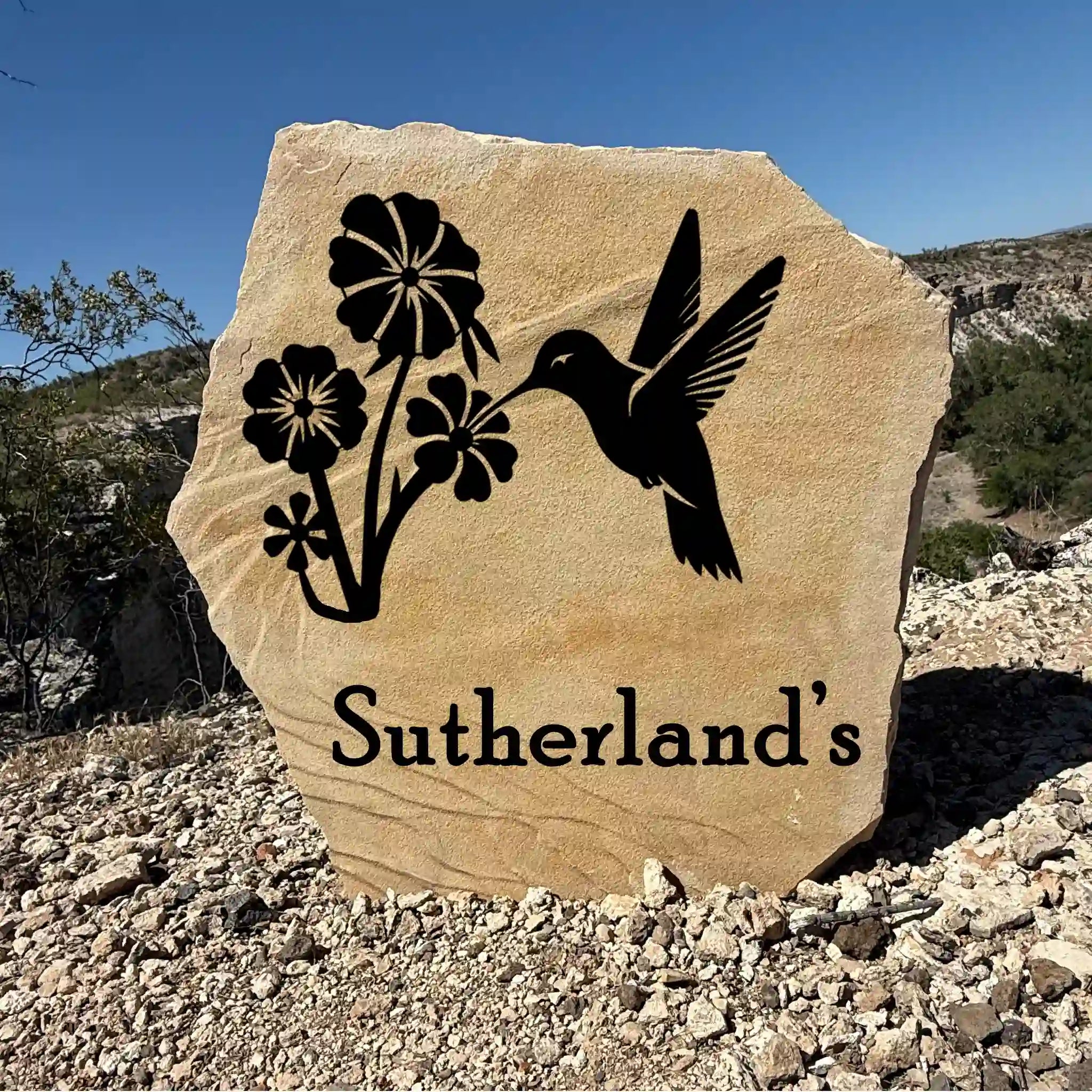 Hummingbird Sedona Stone – Engraved Garden Stone – craftedstones
